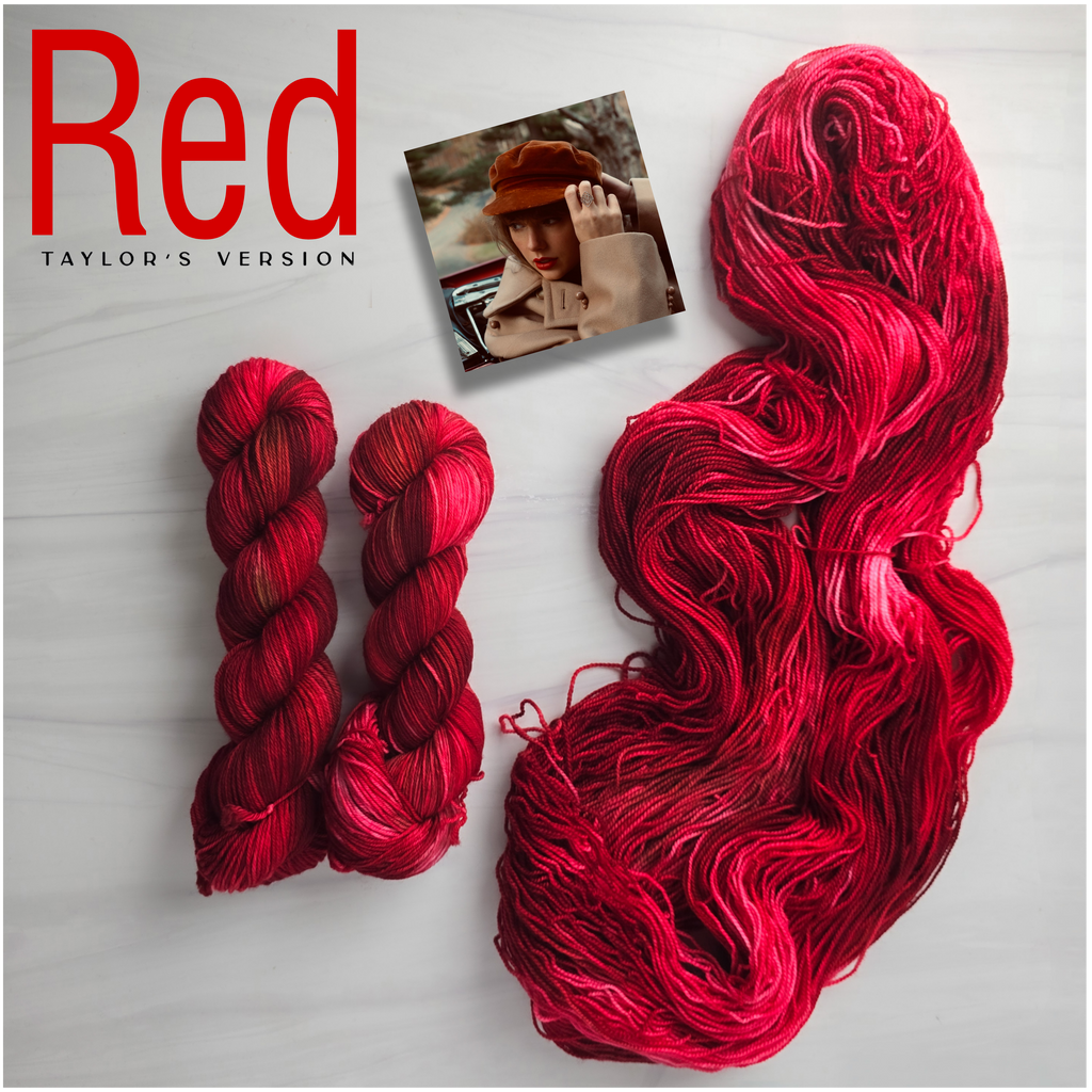 Red - Hand dyed yarn, red maroon caramel- Taylor Swift inspired yarn ...