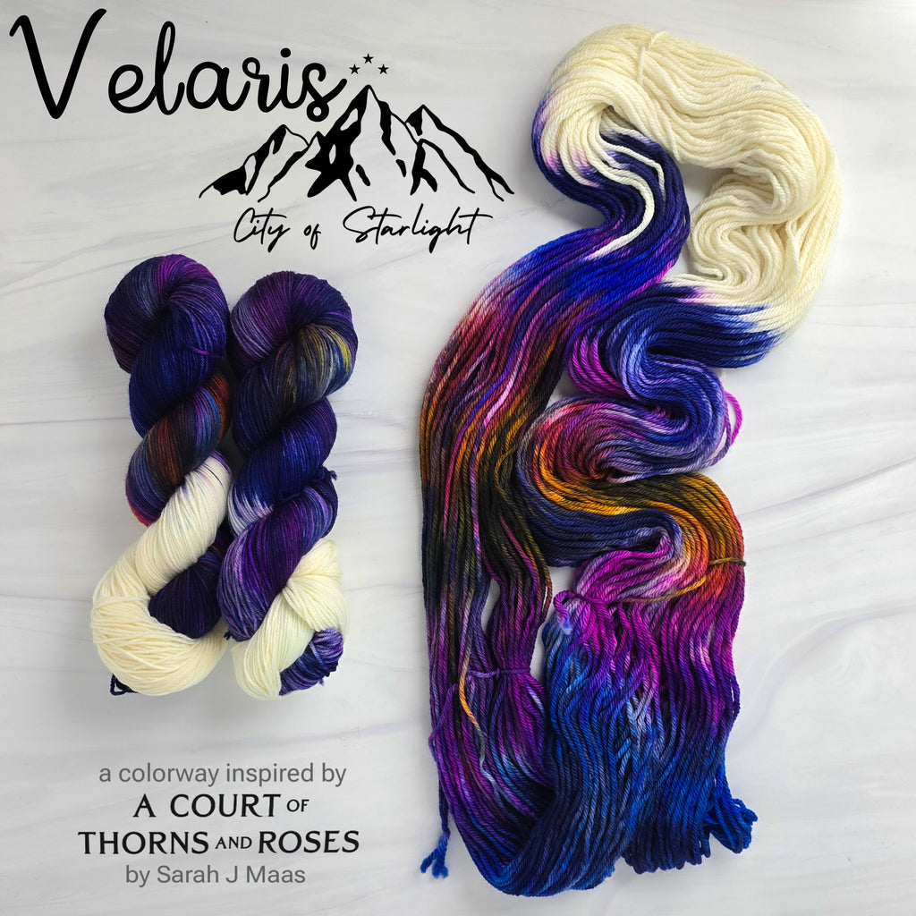 Velaris City of Starlight - Hand dyed yarn, Fingering Weight, assigned ...