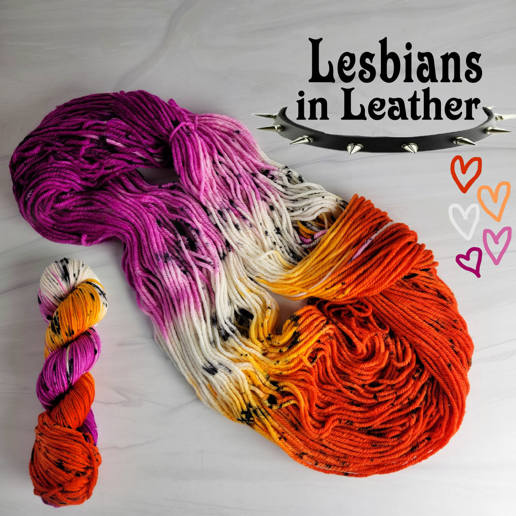 Lesbians in Leather - lesbian flag - Hand dyed variegated yarn - magen ...