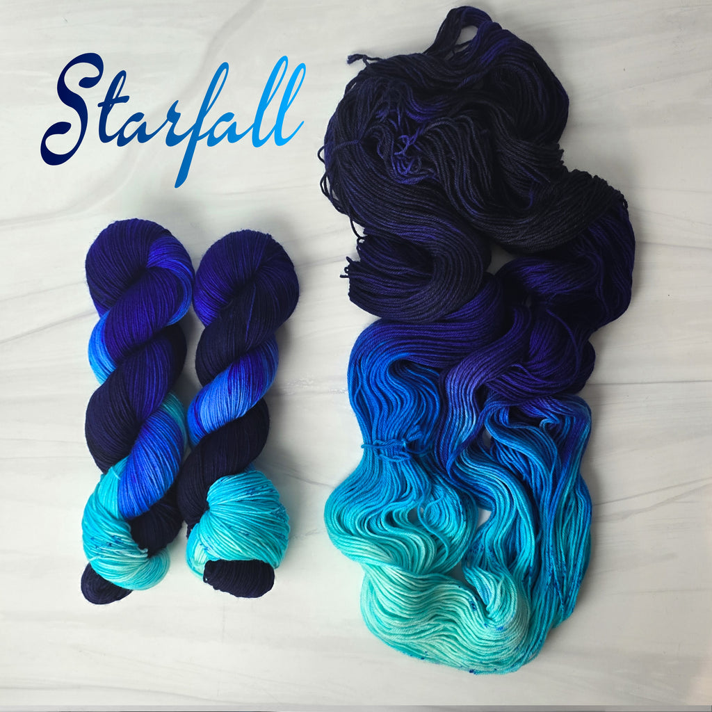 Starfall - Hand dyed assigned pooling yarn, Fingering Weight, speckled ...