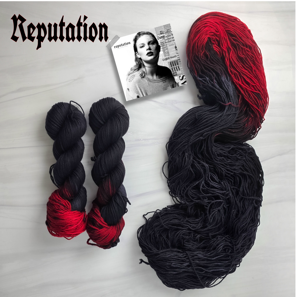 Reputation - Hand dyed yarn, red black assigned pooling- Taylor Swift ...