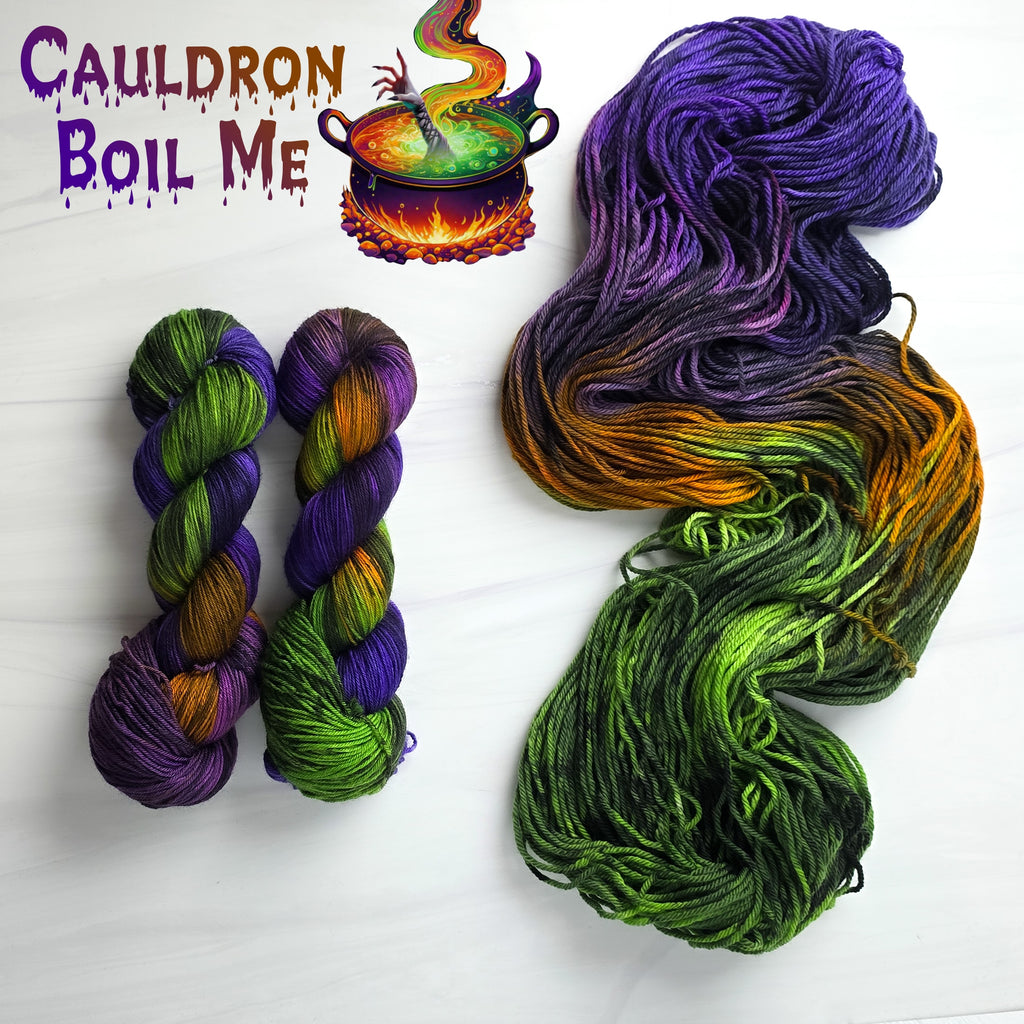 Cauldron Boil Me - Hand dyed yarn, Fingering Weight, Halloween yarn in ...