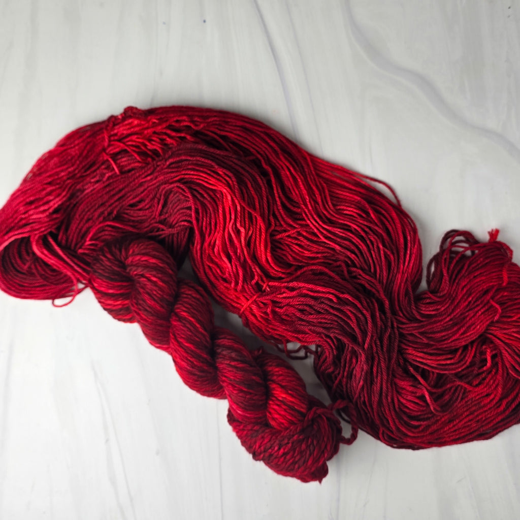 Melt the ICE - Hand dyed yarn, red maroon burgundy crimson ruby - Anti ...