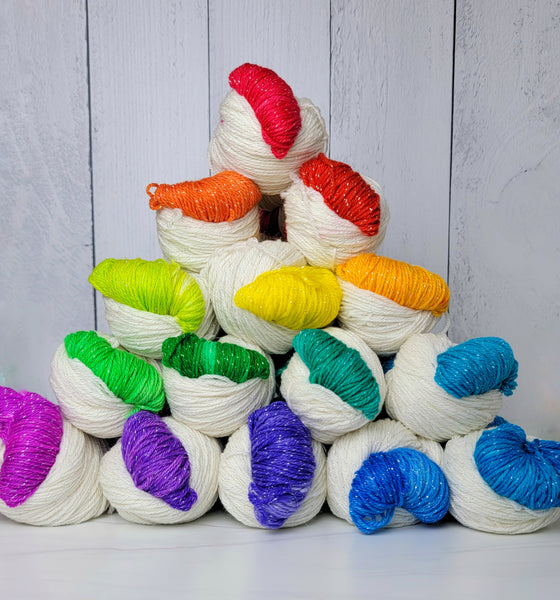 Just the Tip- customizable Hand dyed Assigned color pooling yarn - whi ...