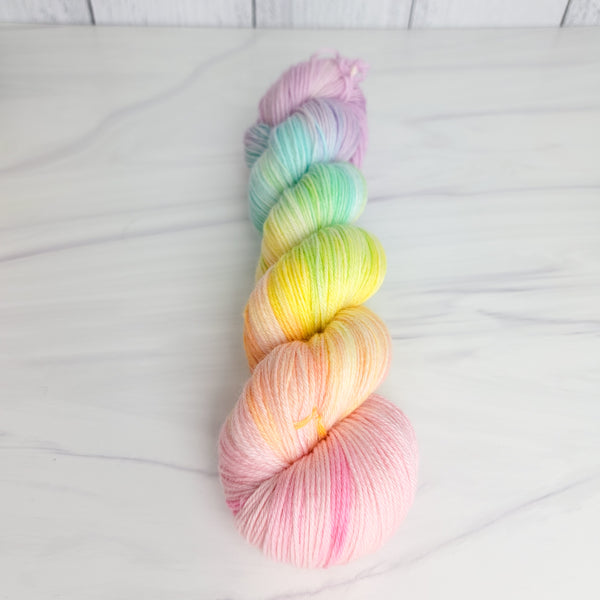 Pastel Rainbow Palindrome - Hand dyed variegated yarn -roygbiv assigne ...