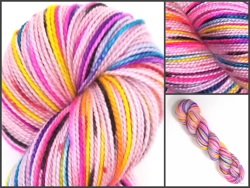 Surfer Chick - Hand dyed yarn - SW Merino lace to bulky pink rainbow ...
