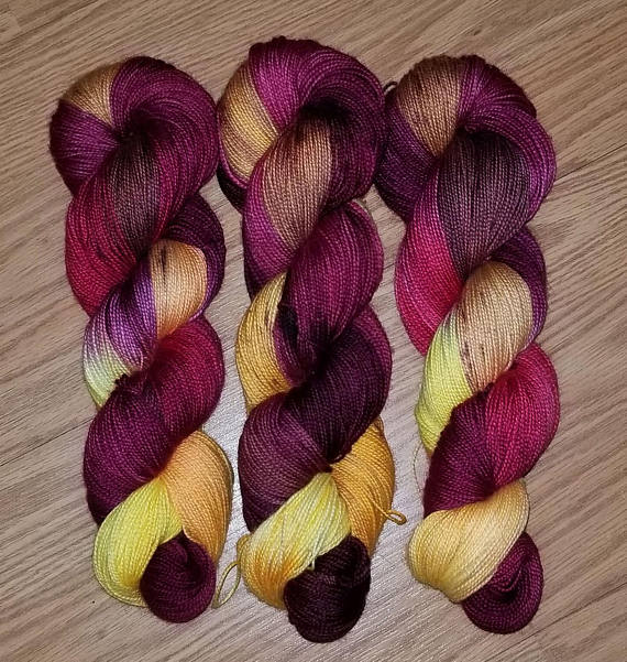 Simmer Down- Hand dyed yarn Merino Fingering red brown yellow | Blue ...